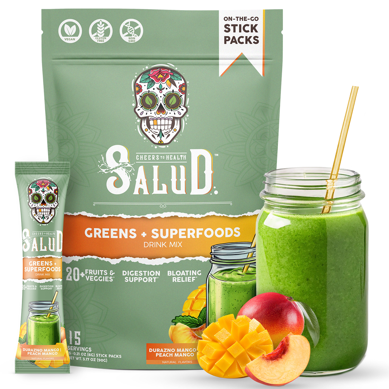 Greens + Superfoods, Durazno Mango | Peach Mango – Taste Salud